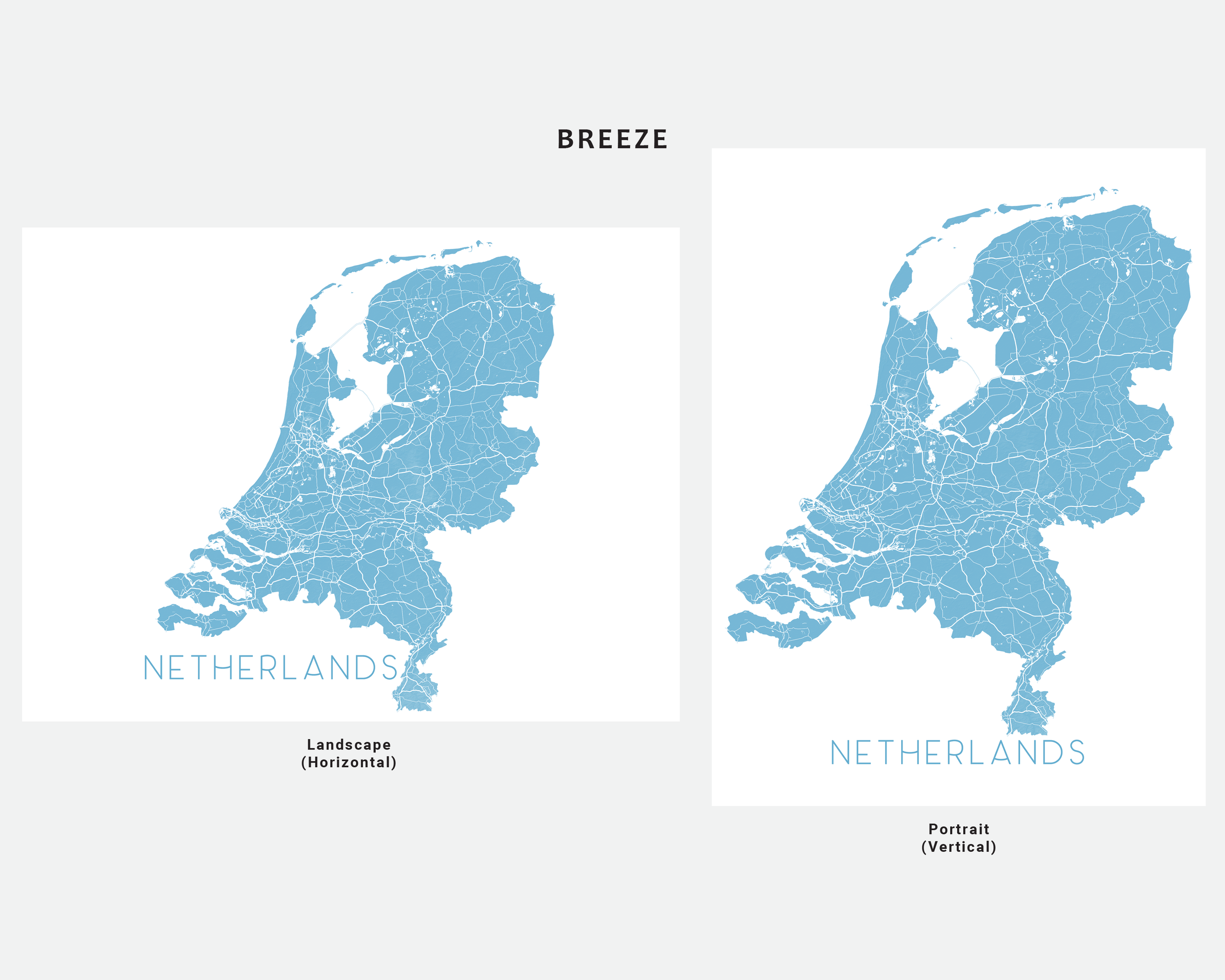 The Netherlands Map Print Poster, Nederland Holland Country Wall Art P ...
