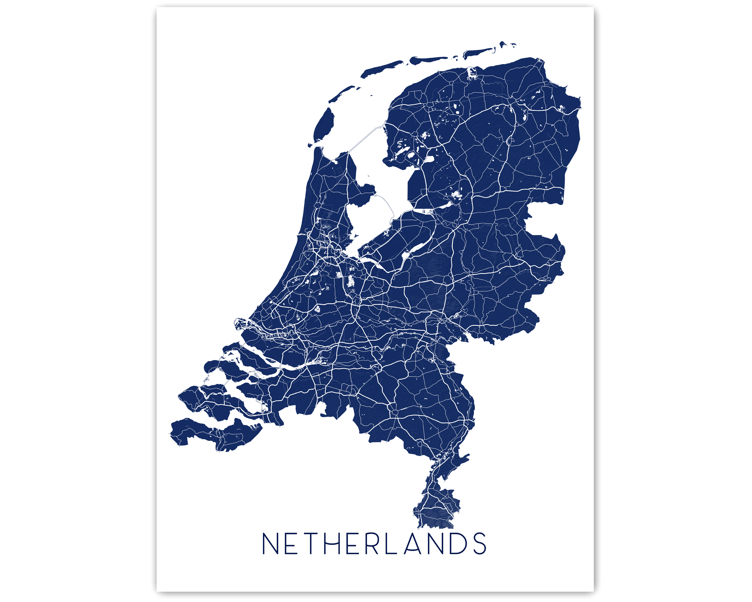 The Netherlands Map Print Poster, Nederland Holland Country Wall Art P ...