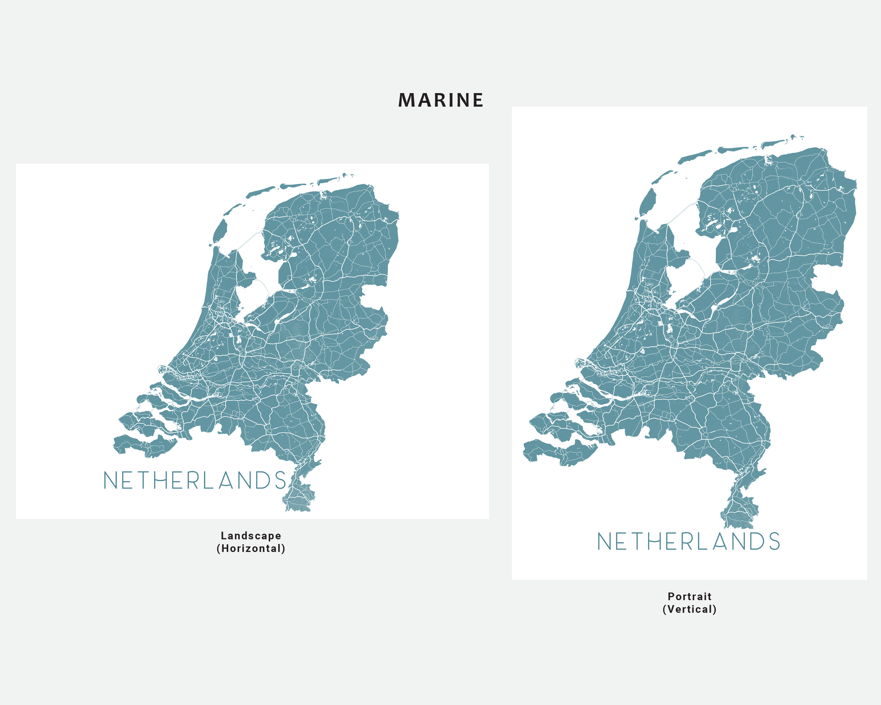 The Netherlands Map Print Poster, Nederland Holland Country Wall Art P ...