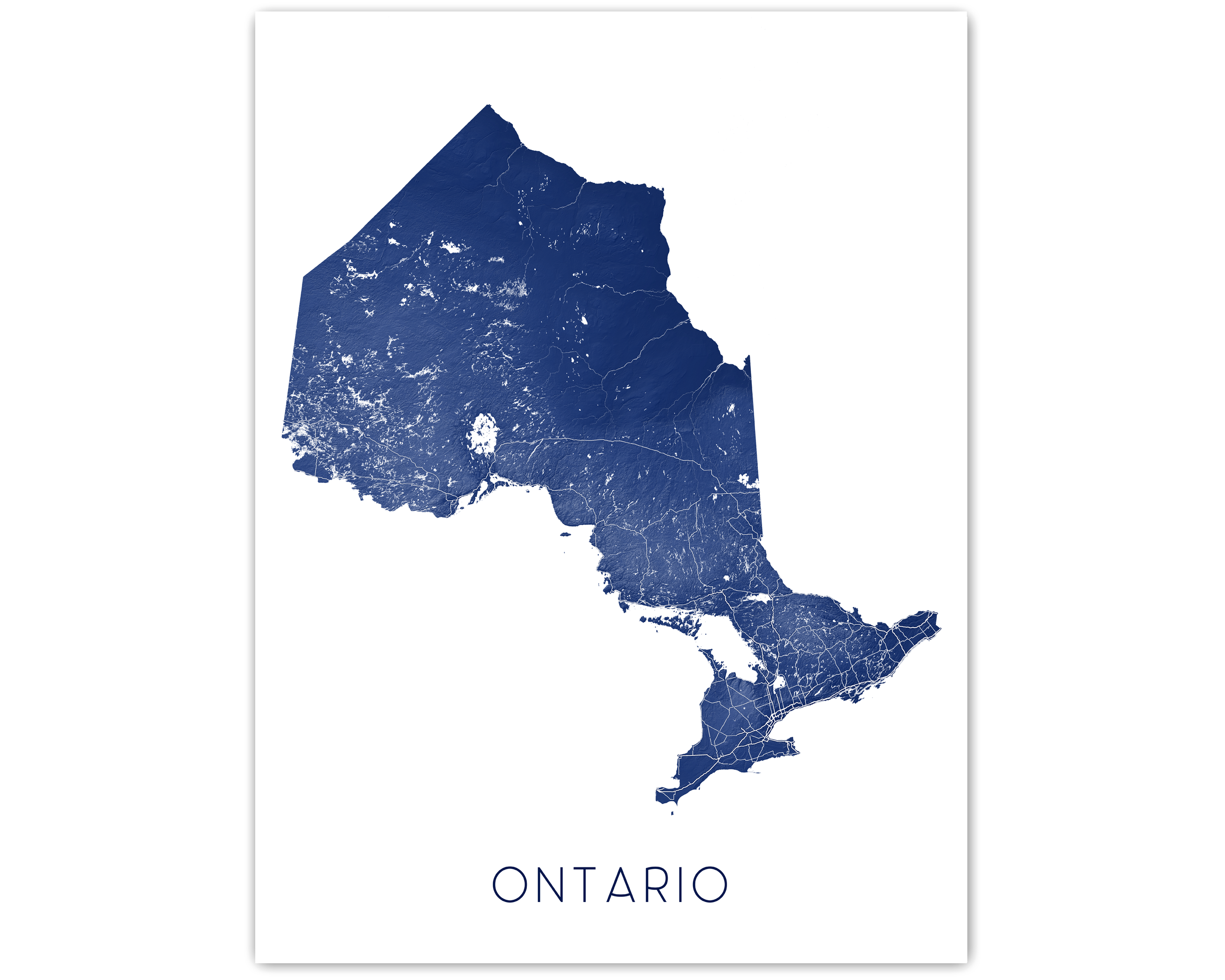Ontario Map Art Print Poster- Canada Province Road Topographic Map of ...