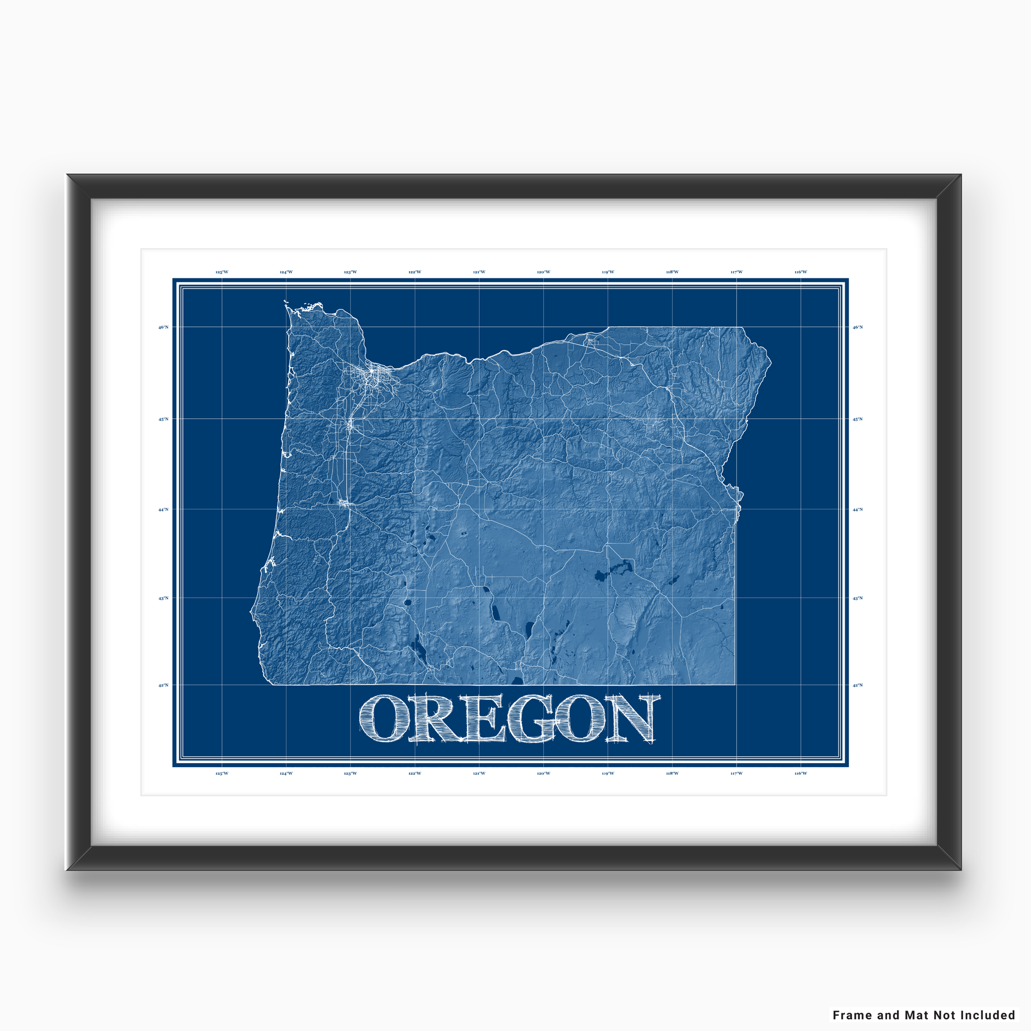 Oregon Map Print, Blueprint — Maps As Art