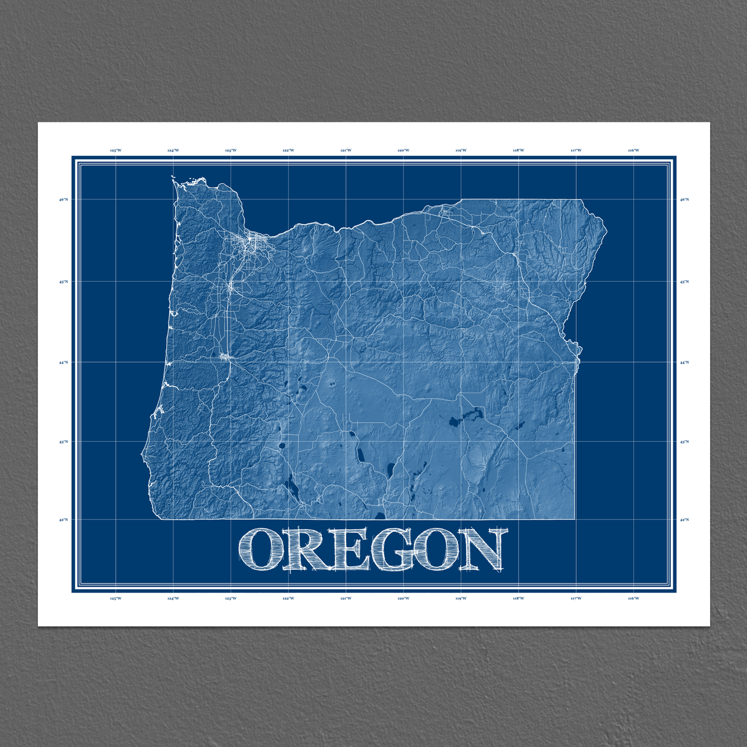 Oregon Map Print, Blueprint — Maps As Art