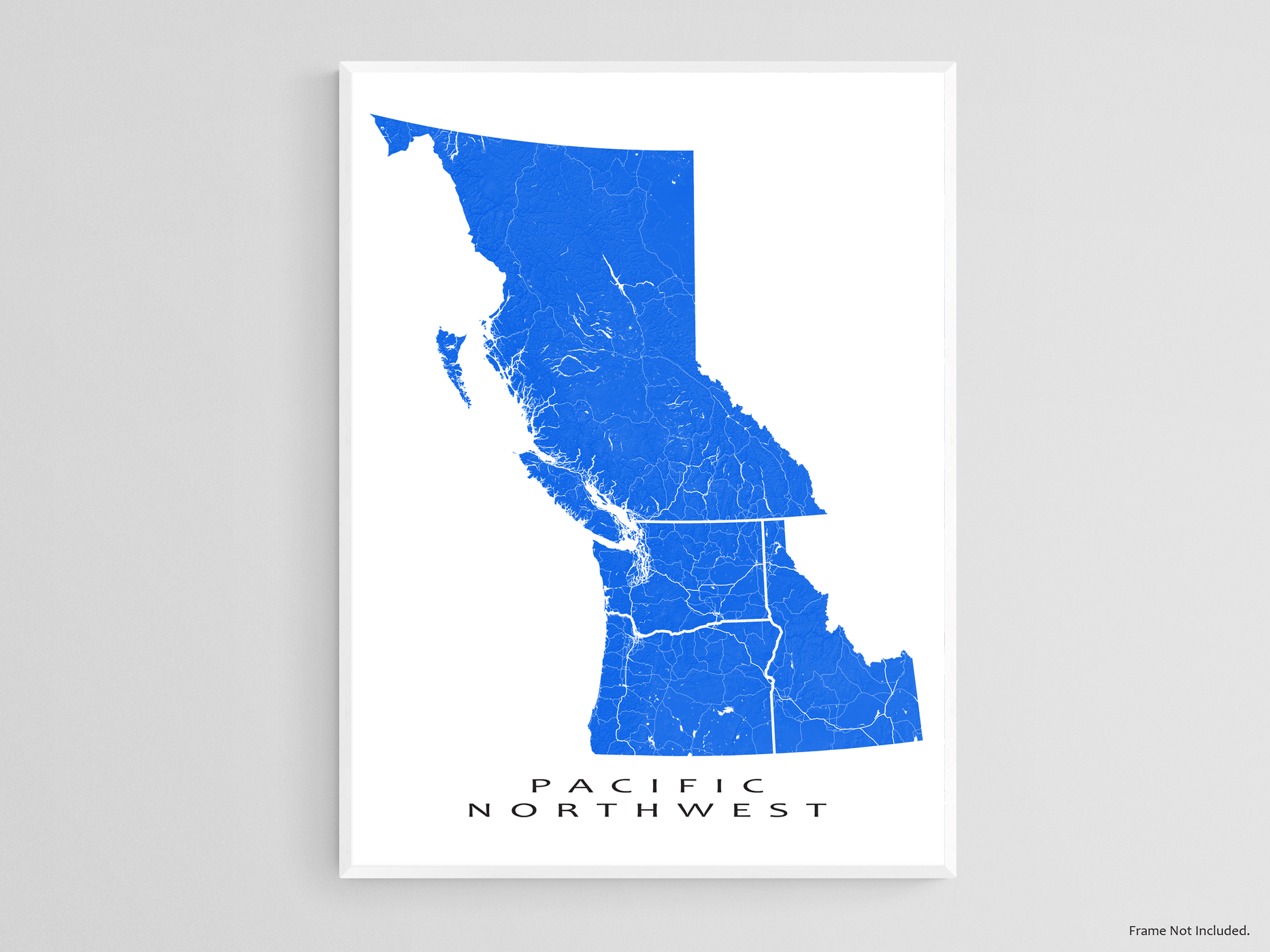 Pacific Northwest Map Print, PNW Wall Art Maps, BC Washington Idaho Or ...