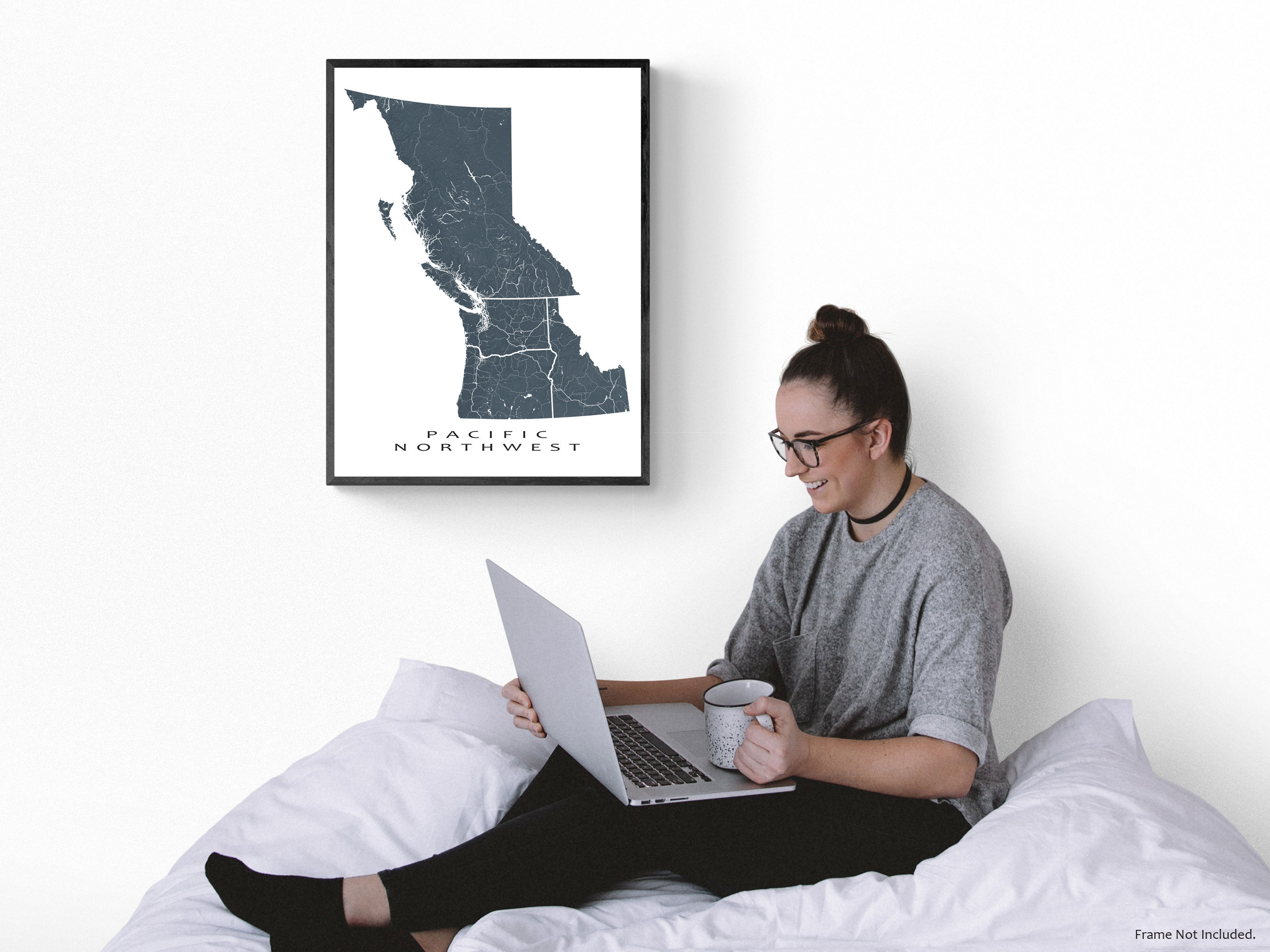 Pacific Northwest Map Print, PNW Wall Art Maps, BC Washington Idaho Or ...