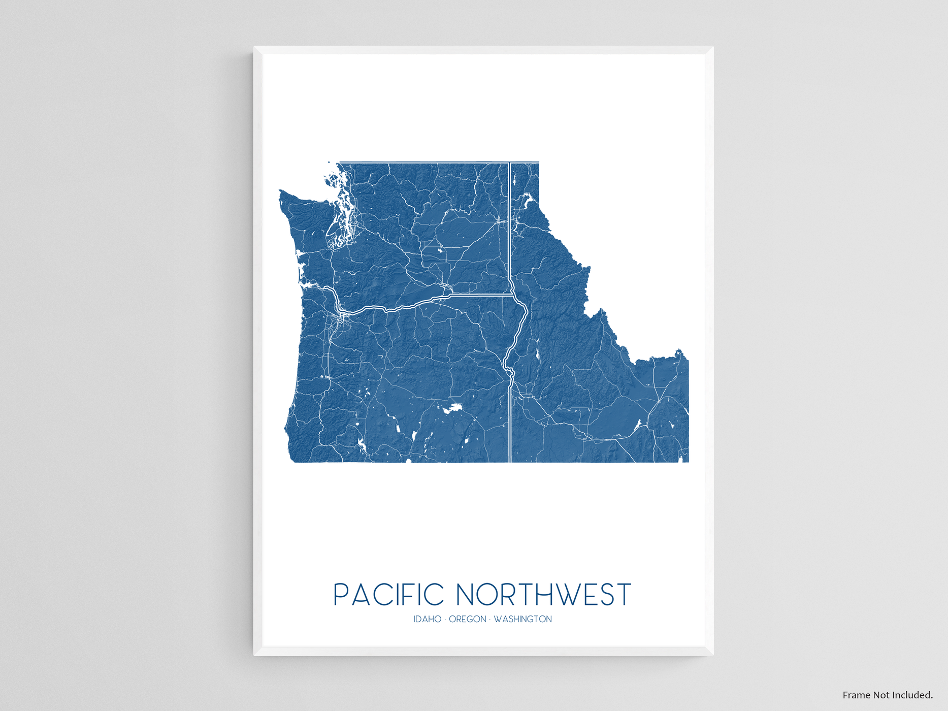 Pacific Northwest Coast USA Map Art Print, PNW Regional Poster, Idaho ...