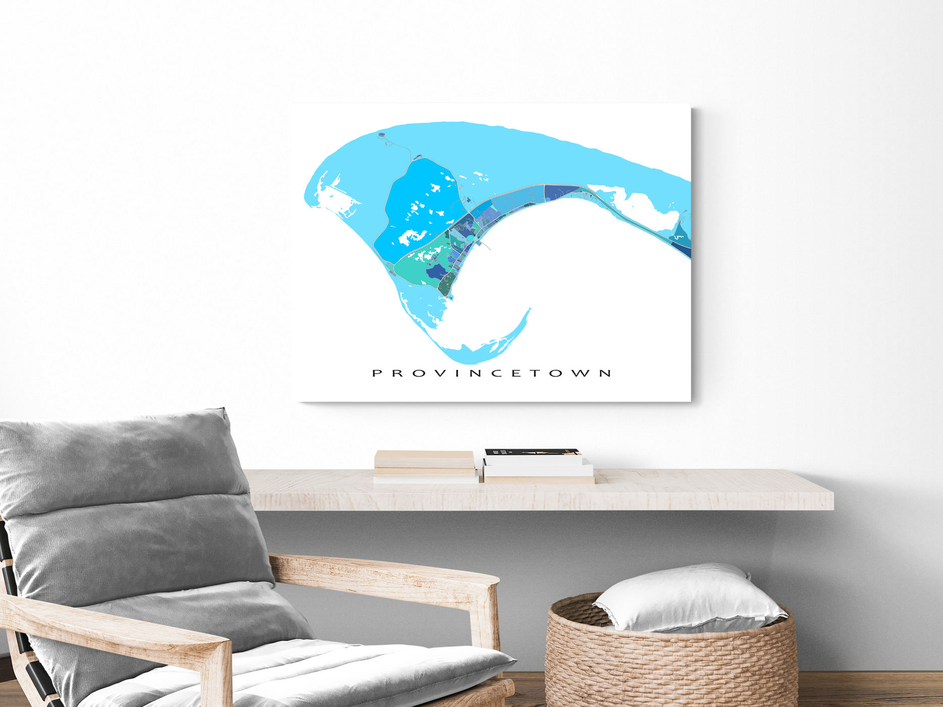 Provincetown Map Print, Cape Cod MA, Blue Geometric City Maps, Massach ...