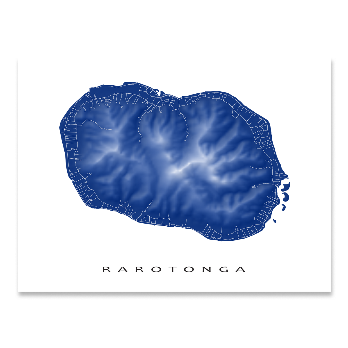 Rarotonga Cook Islands Topographic Map Wall Art Print Poster — Maps As Art