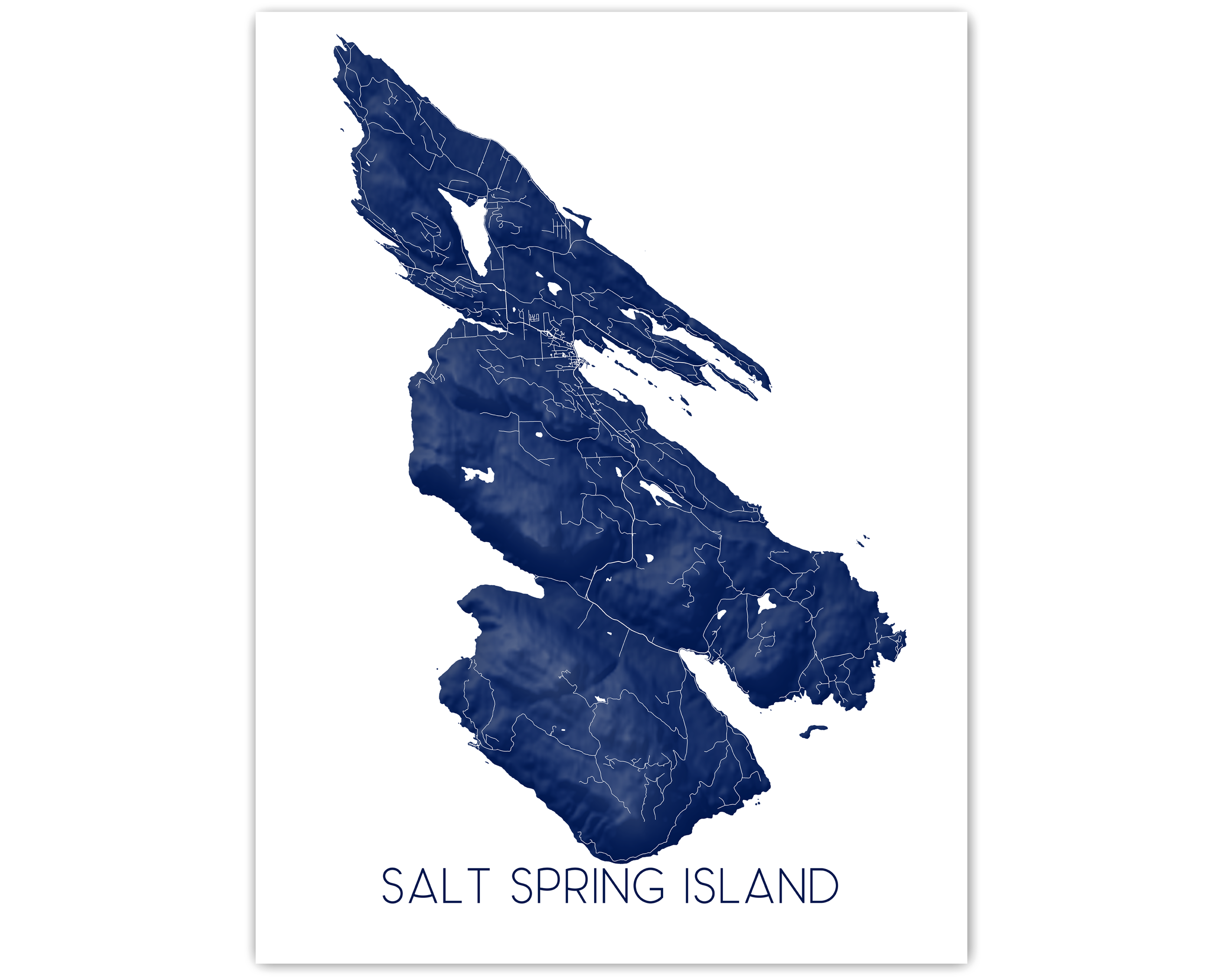Salt Spring Map Wall Art Print - Map of Saltspring Island, BC Canada P ...