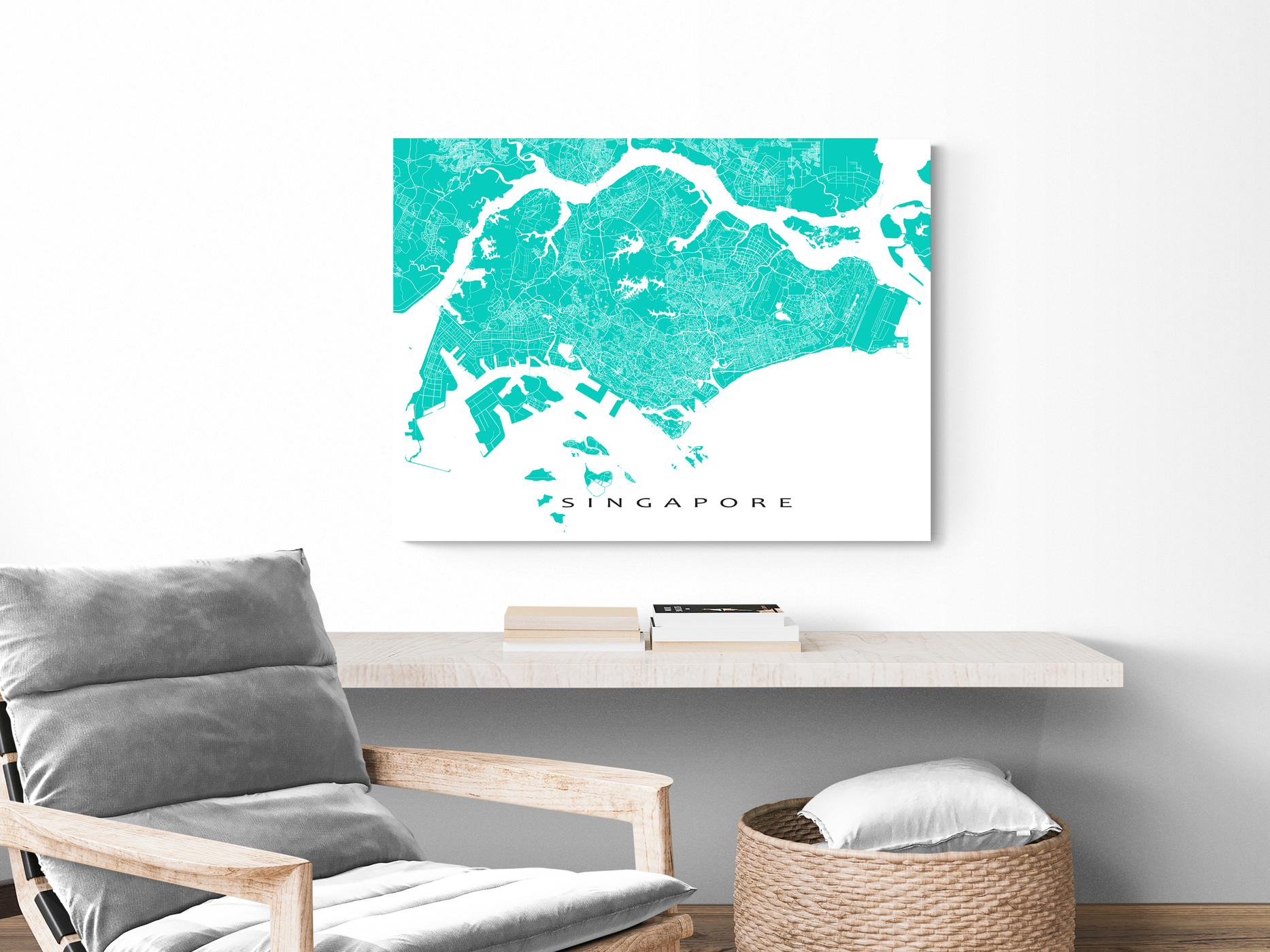 Singapore City Map Art Print – Colorful Modern Street Design — Maps As Art