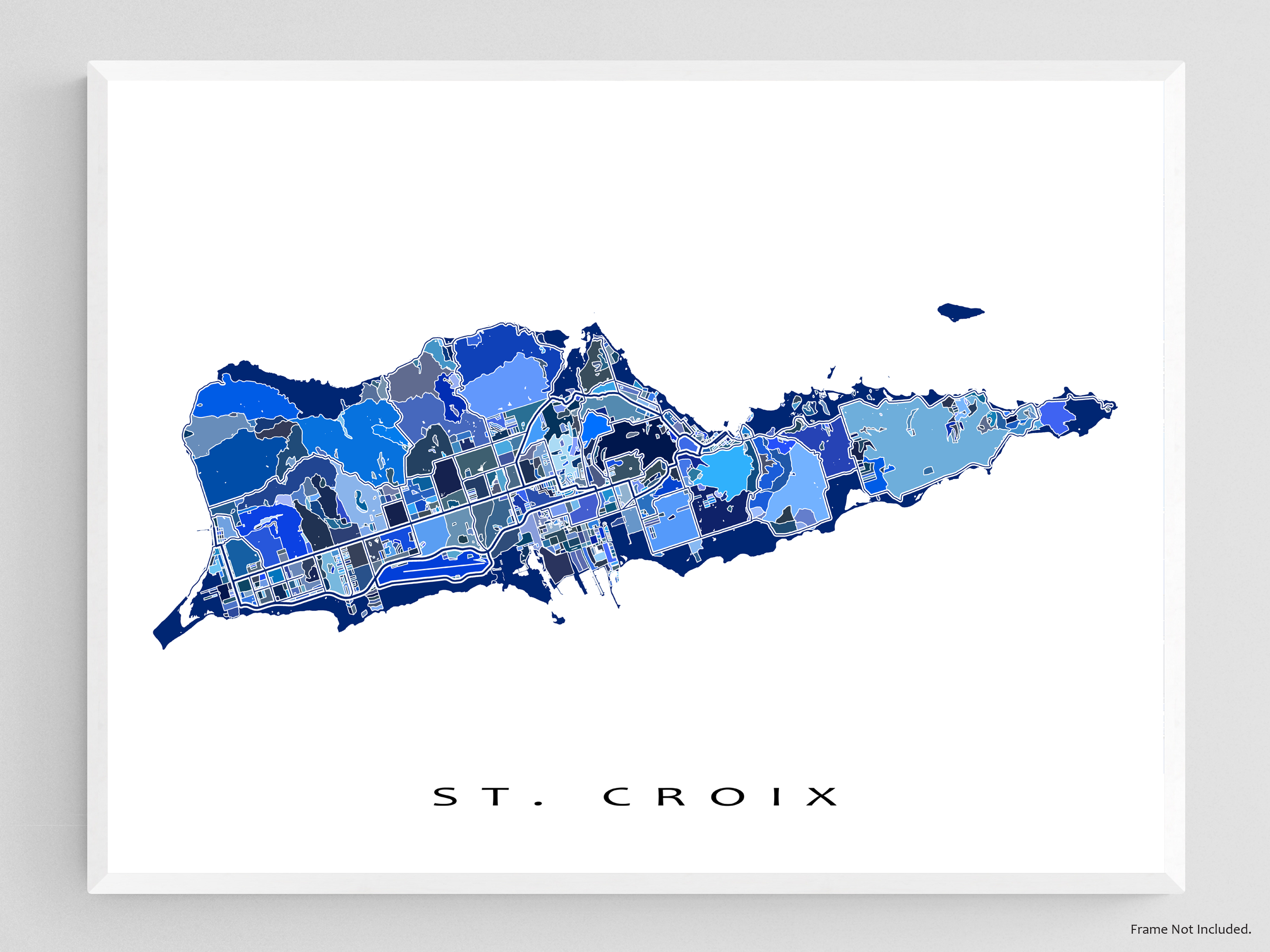 St Croix Map Print, Geometric Blue St Croix USVI Poster, US Virgin Isl ...
