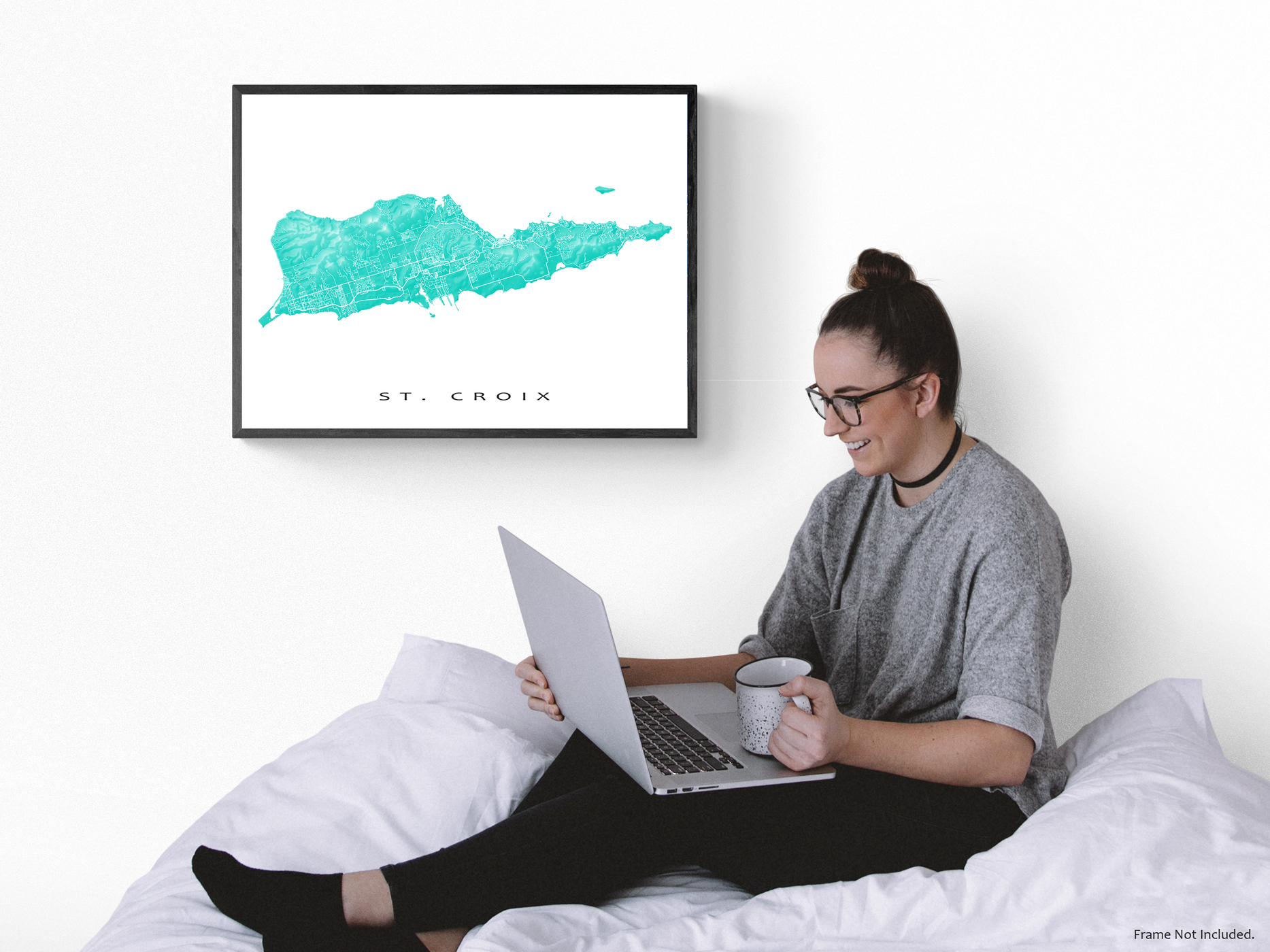 St. Croix US Virgin Islands Topographic Map Print Poster, USVI Wall Ar ...