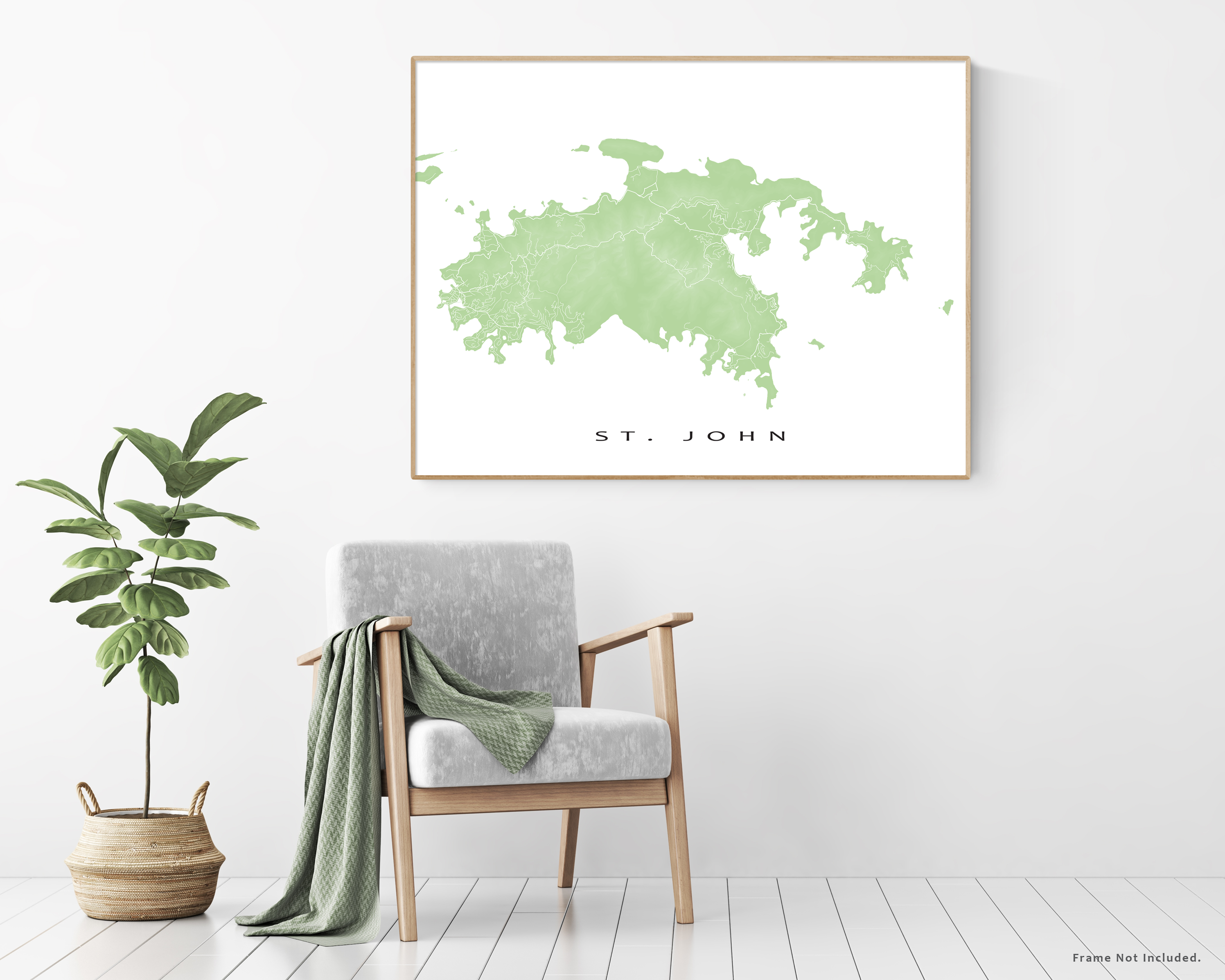 St. John Island Map Wall Art Print Poster, Topographic US Virgin Islan ...