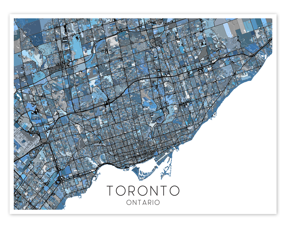 Toronto Map of Toronto Art Print, Denim Blue Geometric Toronto Ontario ...