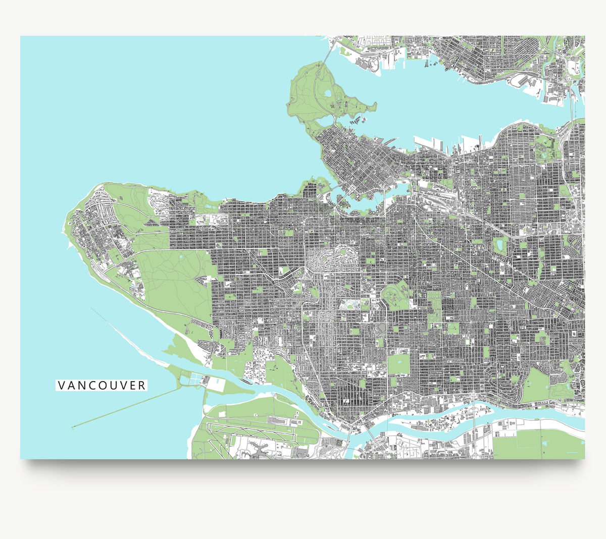Vancouver Map Art Print, British Columbia Canada, Blue — Maps As Art