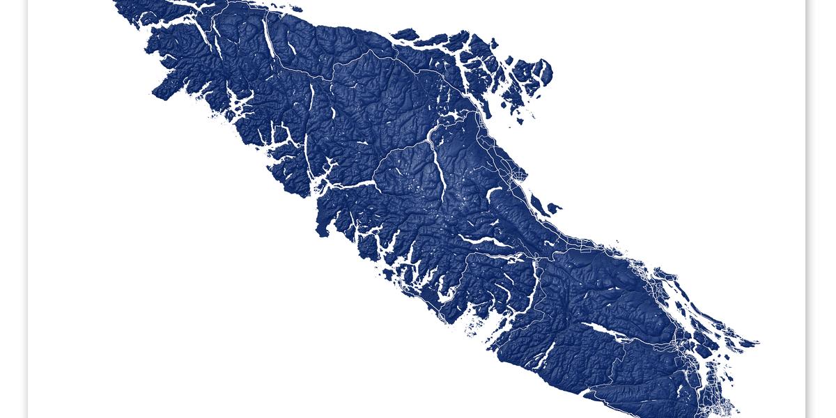 Vancouver Island Map Print Poster - Topographic Vancouver Island BC Ca ...