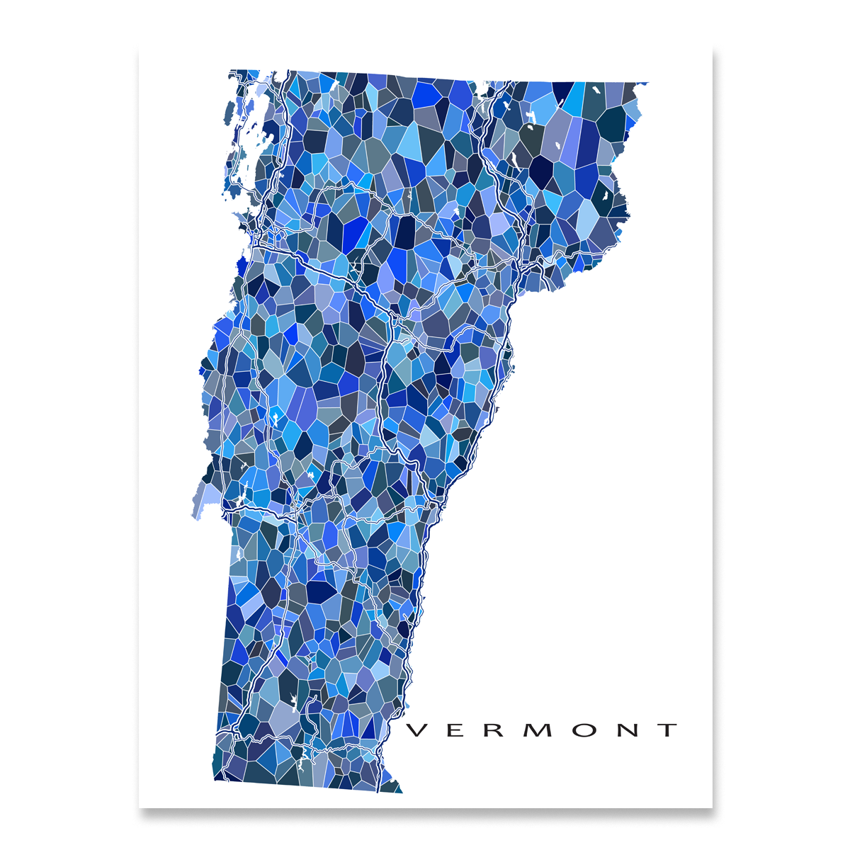 Vermont Map Print, VT State — Maps As Art