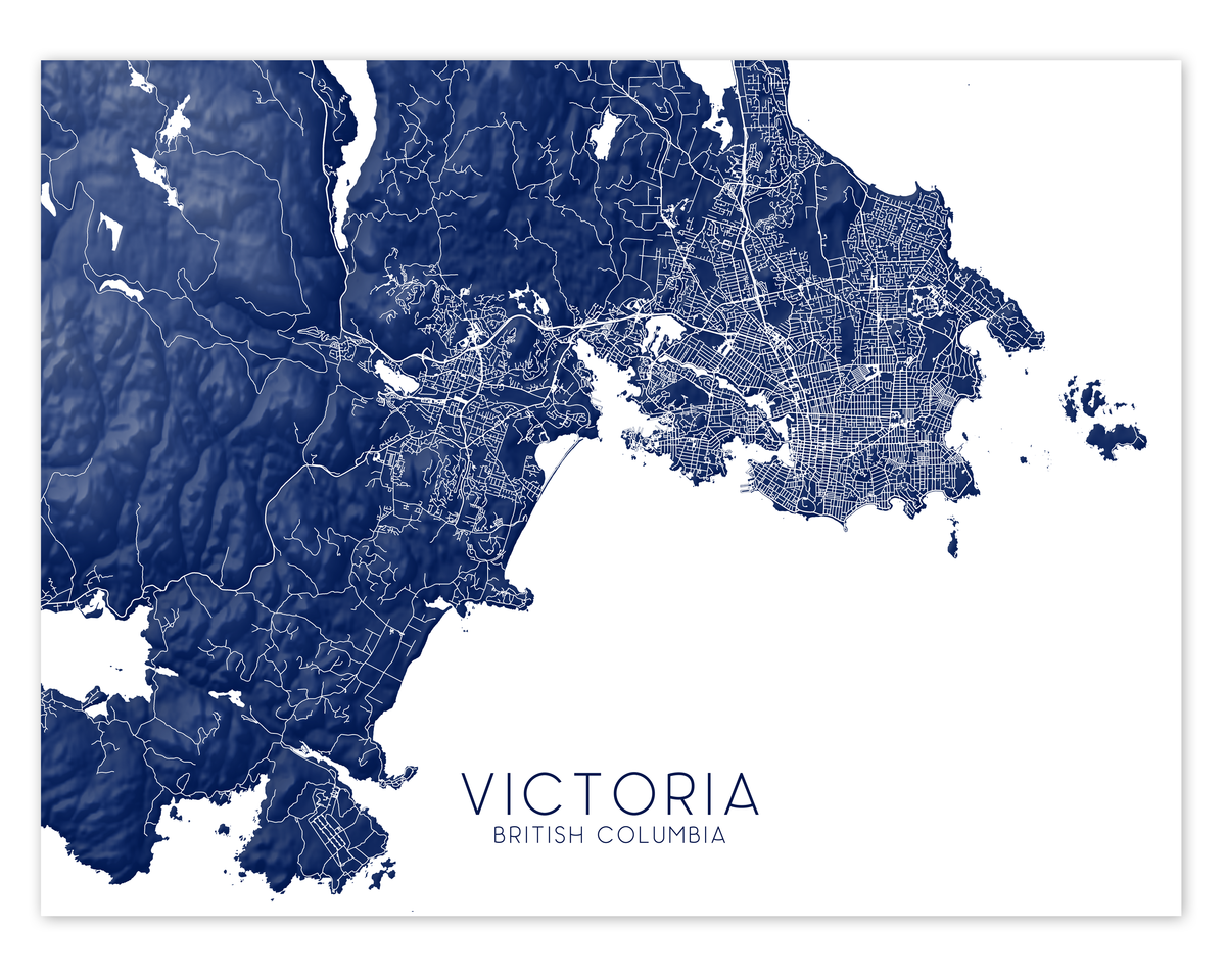 Victoria BC Canada Map Wall Art Print Poster, British Columbia City St ...