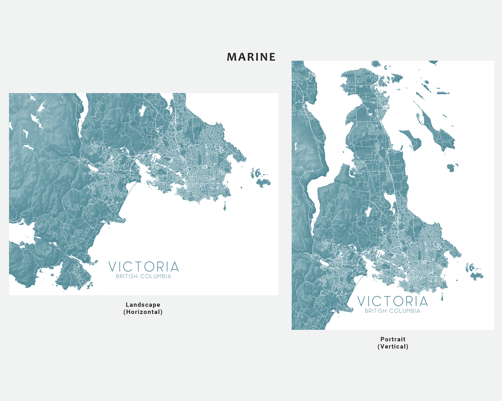 Victoria BC Canada Map Wall Art Print Poster, British Columbia City St ...