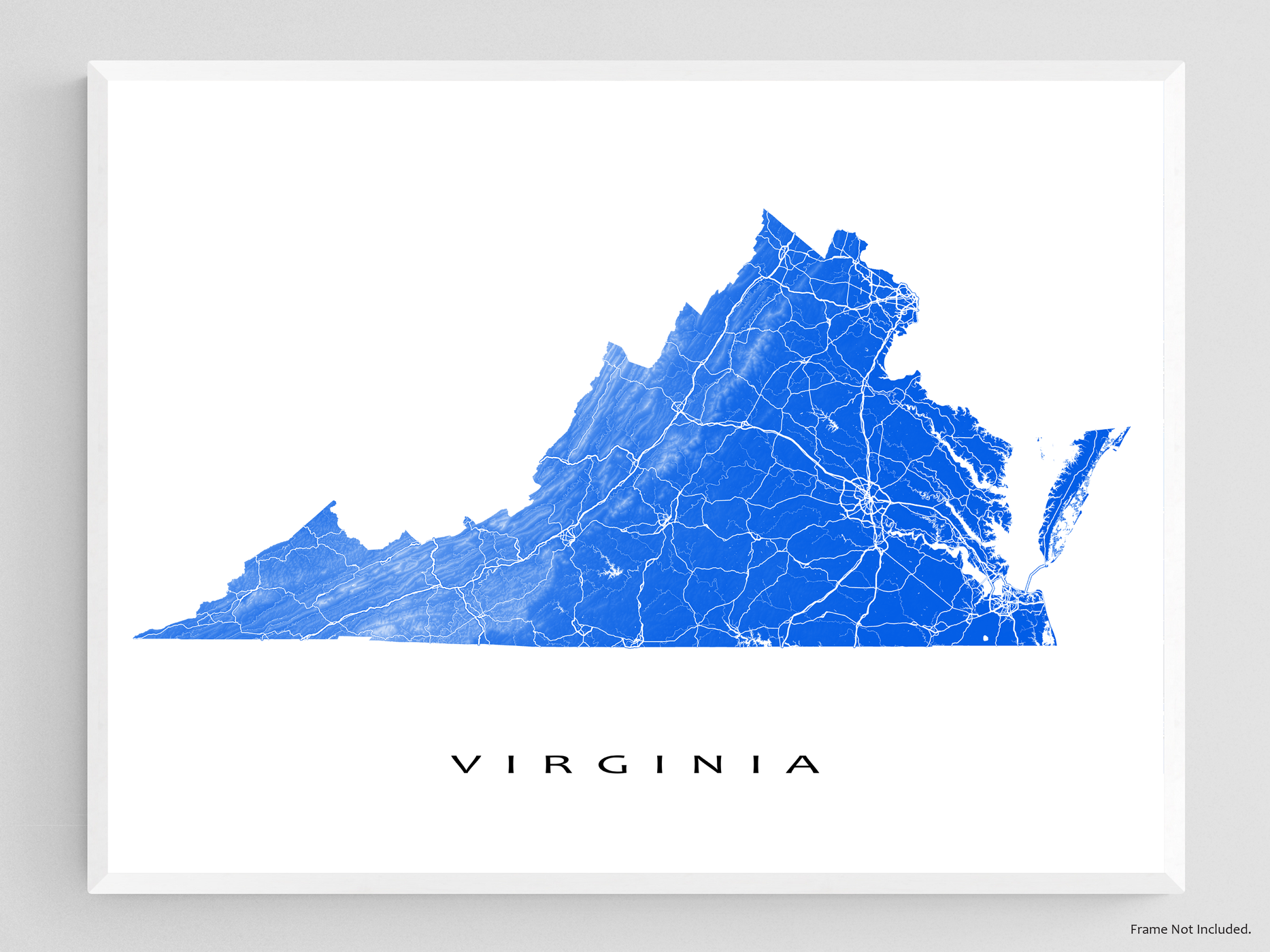Virginia Map Print, USA Topographic State Wall Art Poster, VA Road Map ...