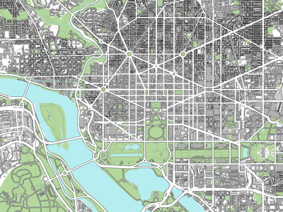Washington DC Map Print Poster, Distric of Columbia City Street Road M ...