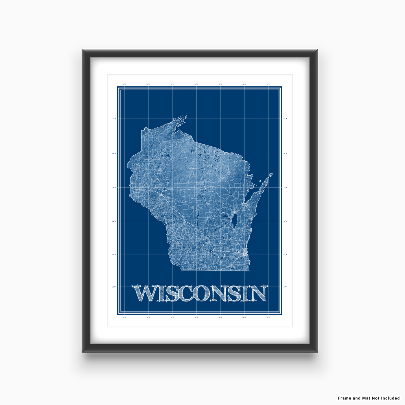 Wisconsin Map Print, Blueprint — Maps As Art