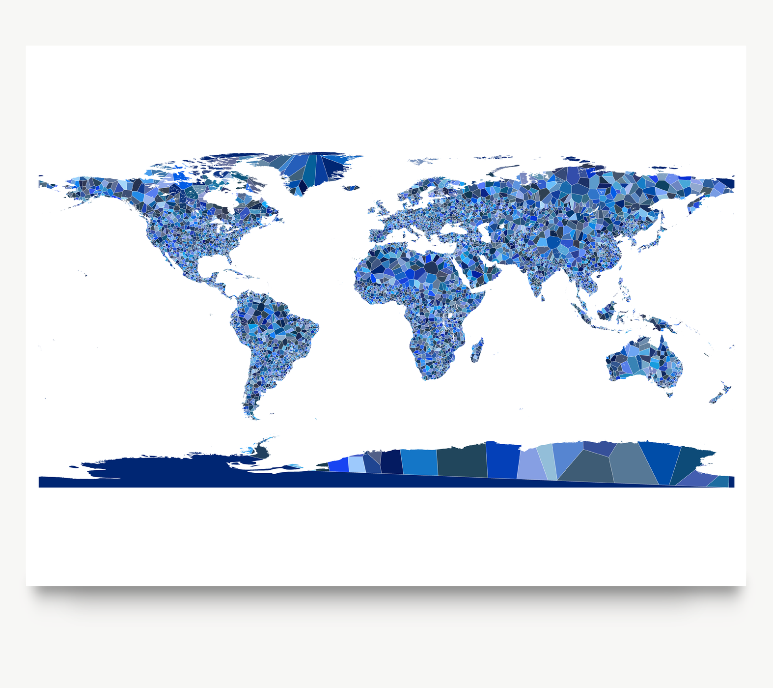 World Map Print, Countries, Blue, Earth — Maps As Art
