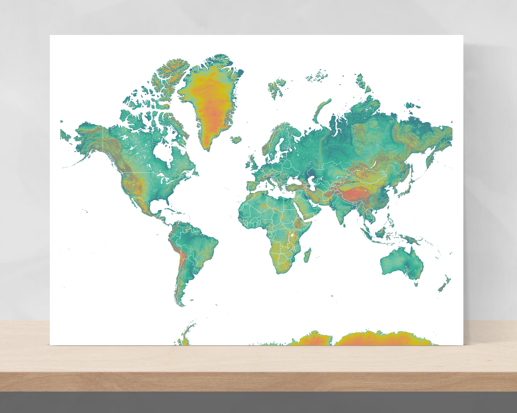 World Map Print, Map of the World Art Prints, Countries, Earth — Maps ...