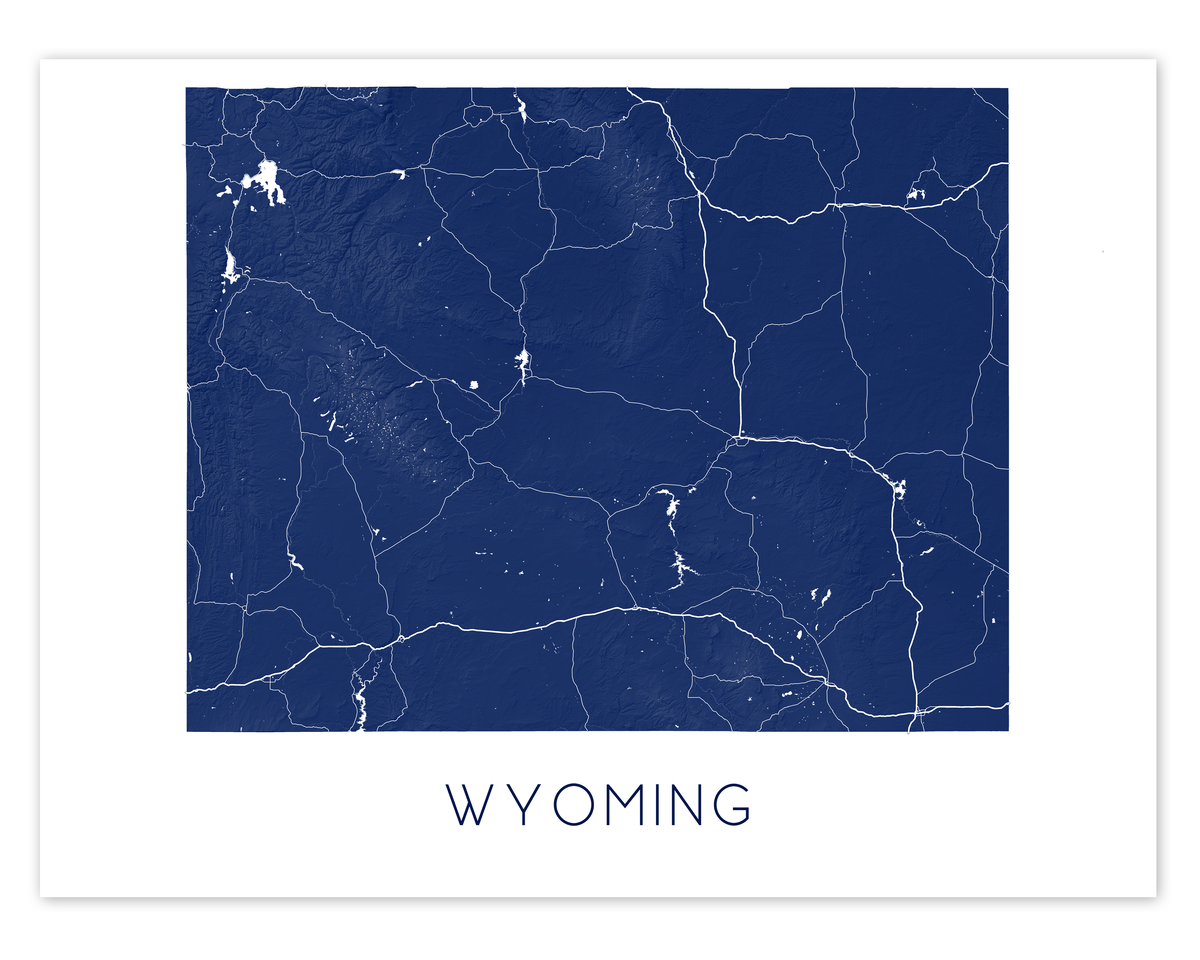 Wyoming State Map Print Poster- Topographic Map of WY Wall Art, Cheyen ...